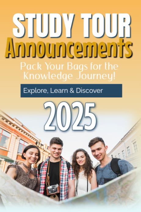 Orange Joyful Study Tour Announcement Poster Template | PosterMyWall