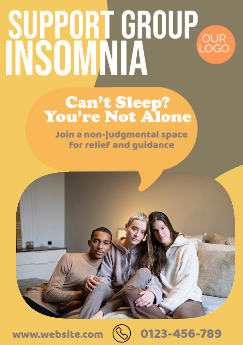 Orange Joyful Support Group Insomnia A1 Template | PosterMyWall