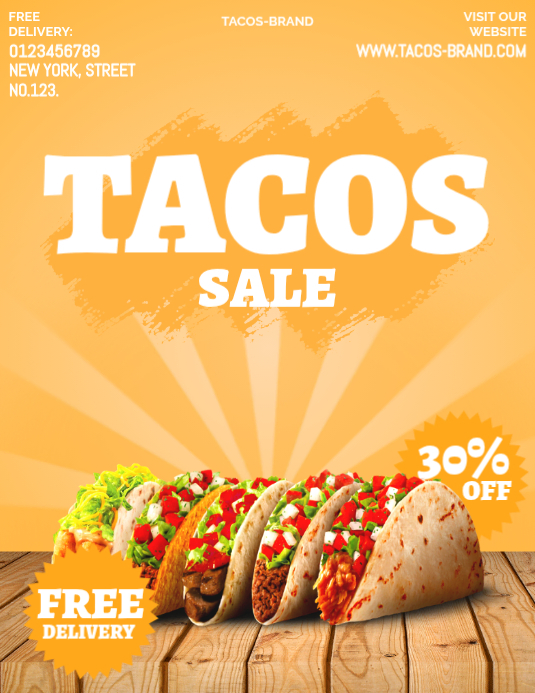 Orange Taco Sale Flyers Template | PosterMyWall