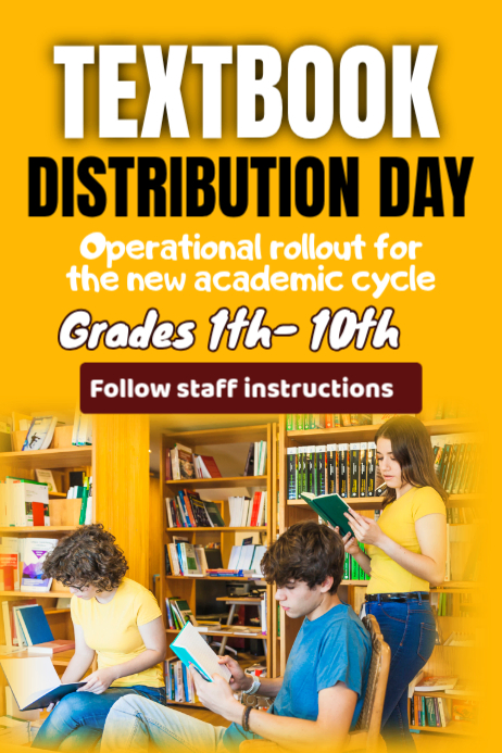 Orange Joyful Textbook Distribution Poster Template | PosterMyWall