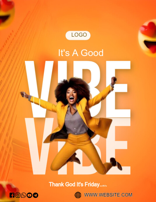 Copy of Orange Joyful Tgif Vibe For Social Media Post Flyer (us Letter ...