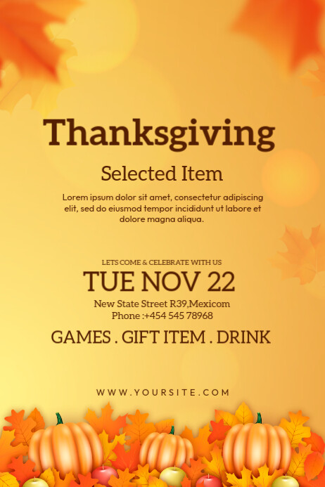 Orange Joyful Thanksgiving Design Template Poster | PosterMyWall