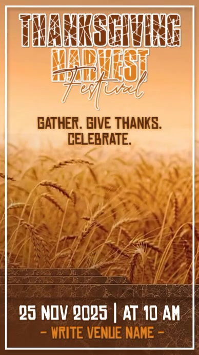 Orange Joyful Thanksgiving Harvest Festival Instagram Story Template ...