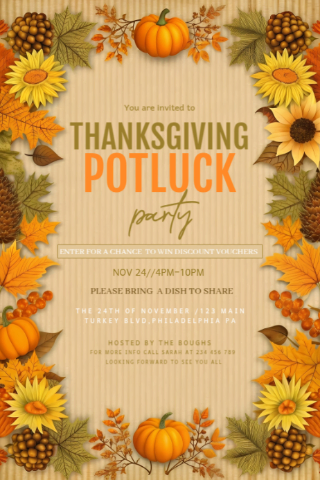 Orange Joyful Thanksgiving Poster Templat | PosterMyWall