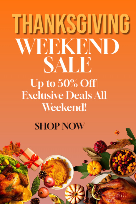 Copy of Orange Joyful Thanksgiving Weekend Sale Poster | PosterMyWall
