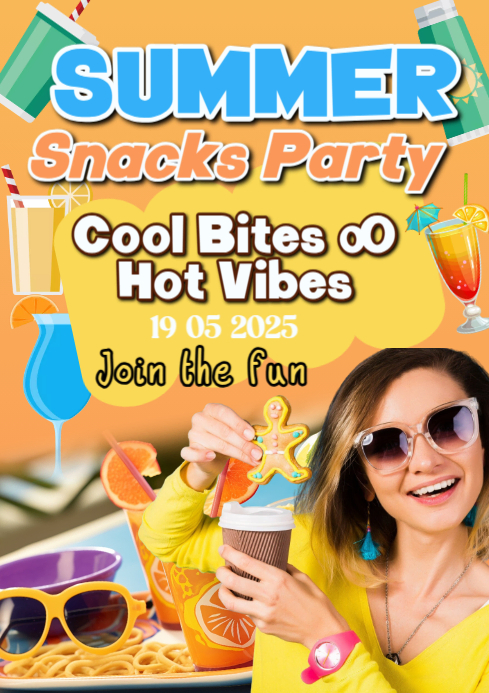 Orange Joyful Tropical Snacks A1 Template | PosterMyWall