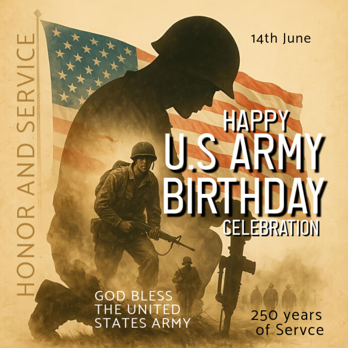 Orange joyful u.s army birthday instagram post Template | PosterMyWall