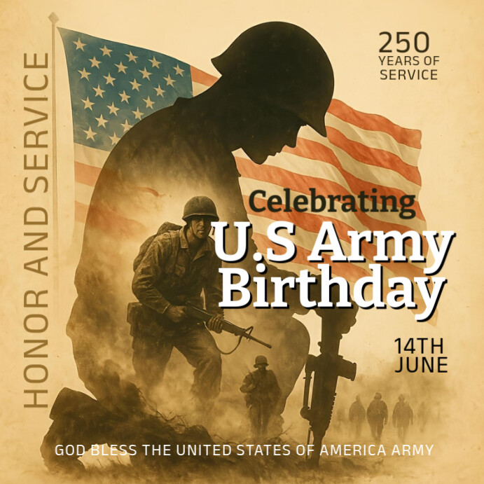 Orange Joyful U.s. Army Birthday Instagram Post Template | PosterMyWall