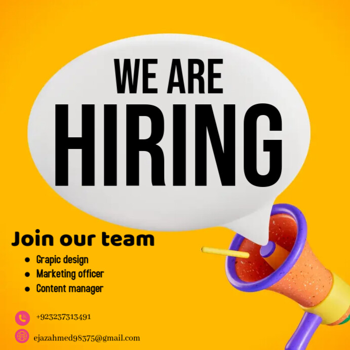 Orange Joyful We Are Hiring Job Opportunities Instagram Post Template ...