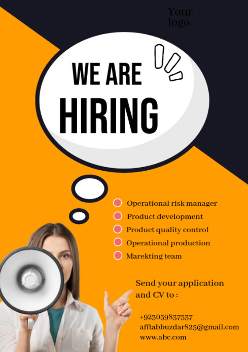 Orange Joyful We Are Hiring Job Opportunities A4 Template | PosterMyWall