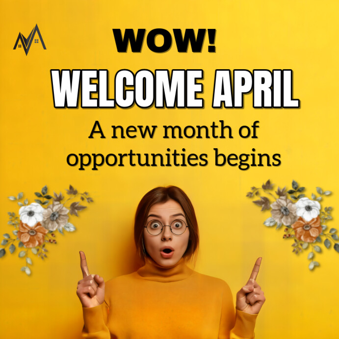 Orange Joyful Welcome April Instagram Post Template | PosterMyWall