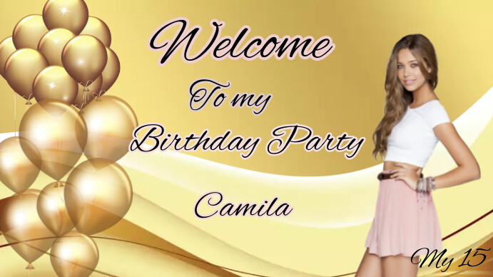 Orange Joyful Welcome Birthday Party Banner P Template | PosterMyWall