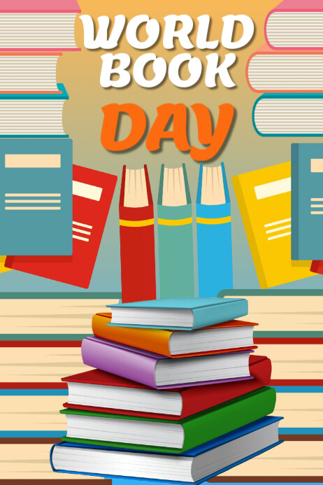 Orange Joyful World Book Day Poster Template | PosterMyWall
