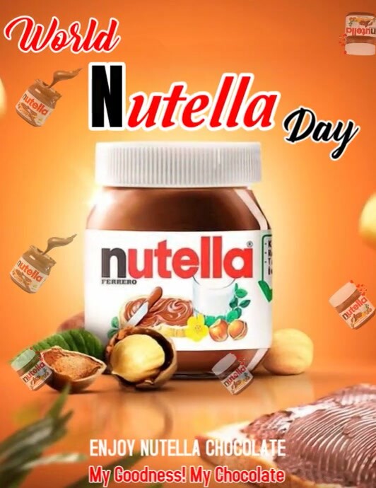 Copy of Orange Joyful World Nutella Day Flyer (us Letter) | PosterMyWall