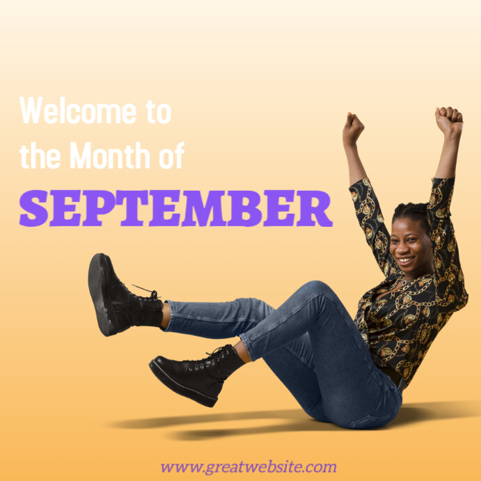 Orange Joyful Yellow Welcome To September Flyer Design Instagram Post ...