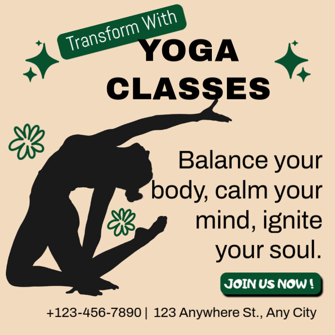 Copy of Orange Joyful Yoga Classes Ads Instagram Post | PosterMyWall