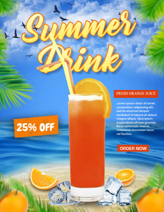 Orange Juice Drink Menu Template | PosterMyWall