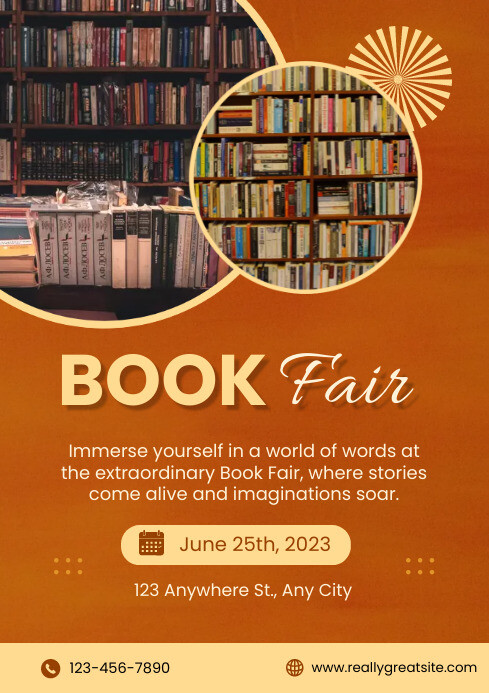 Orange Kolase Book Fair A4 Template | PosterMyWall