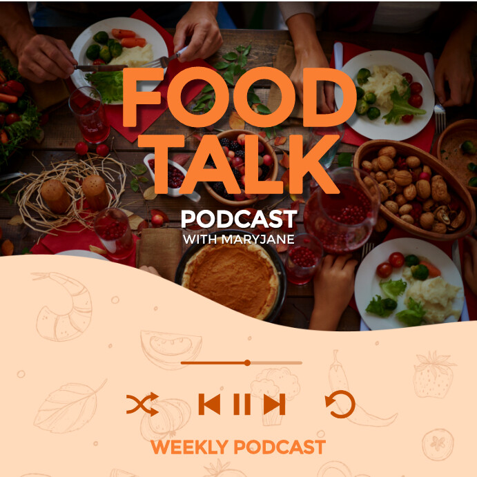 Orange Kolase Food Talk Podcast Pos Instagram Templat | PosterMyWall