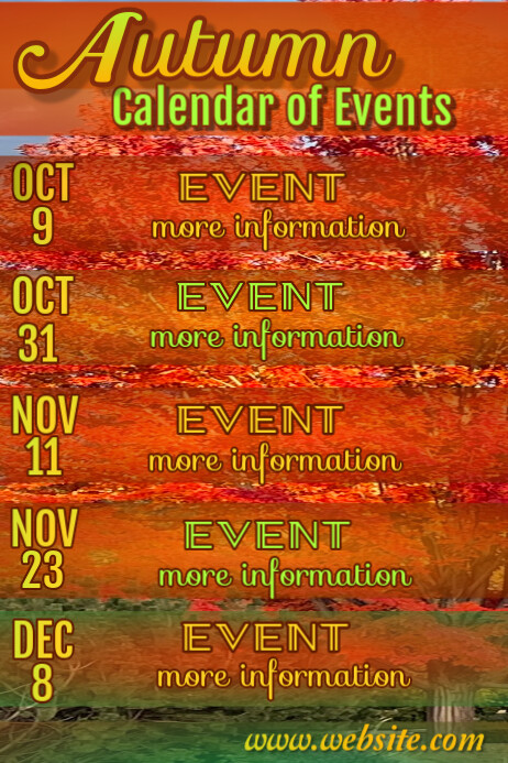 Orange List-Based Autumn Calendar Poster Template | PosterMyWall