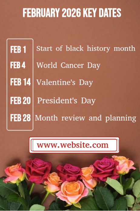 Orange List-based February 2026 Key Dates Template – Floral Schedule ...