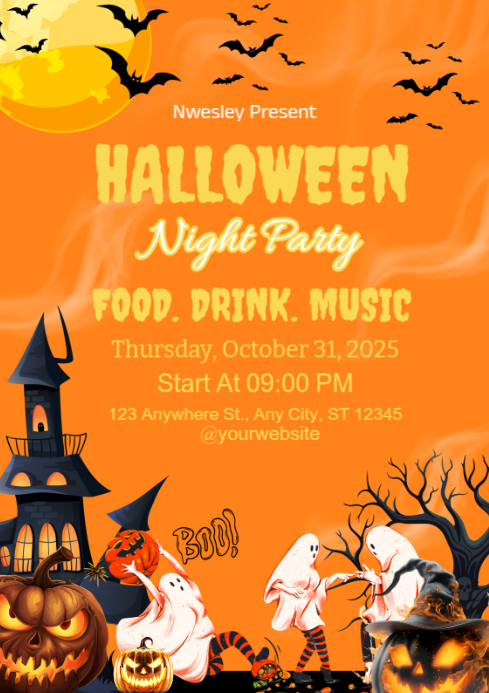 Orange List-based Halloween A4 Template | PosterMyWall