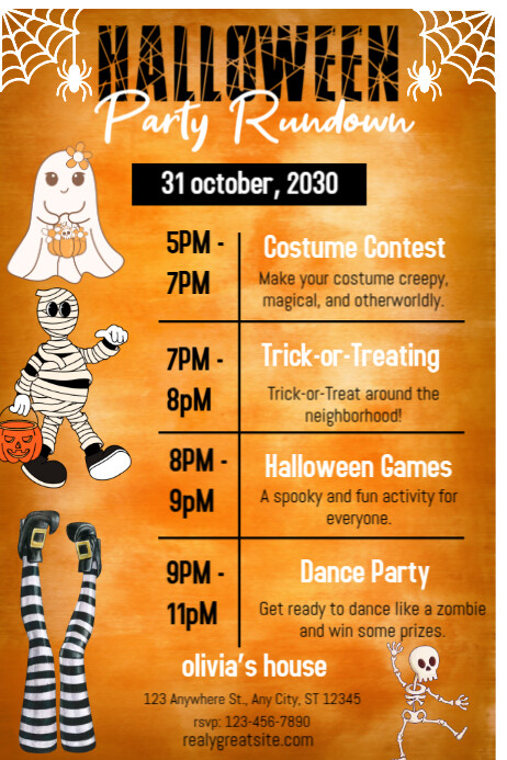 Orange List-based Halloween Party Rundown Events Poster Template ...