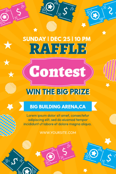 Modèle Orange List-based Hand Drawn Big Raffle Flyer Design Poster ...