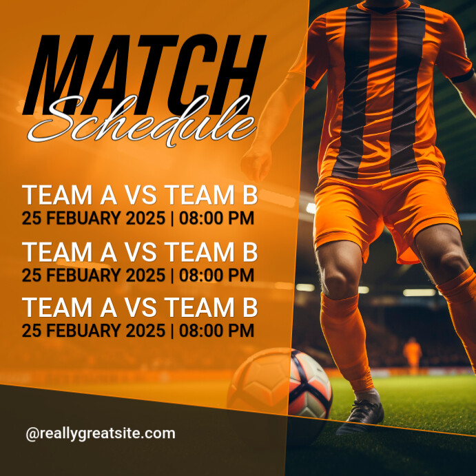 Orange List-based Match Schedule Instagram Post Template | PosterMyWall