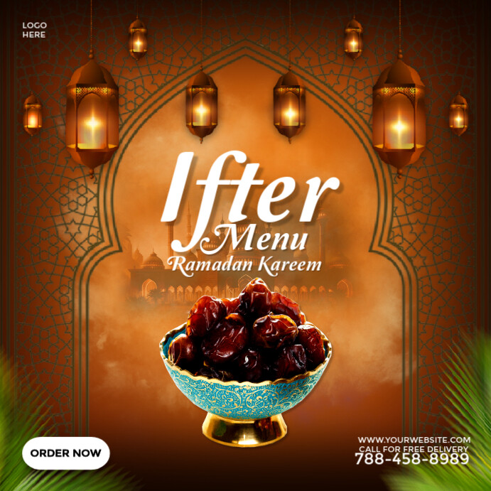Orange List-based Ramadan Ifter Menu Instagram Post Template | PosterMyWall