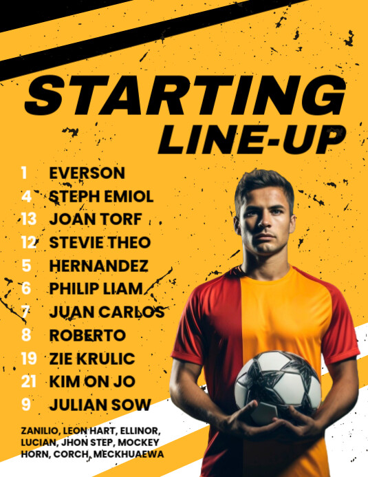 Copy of Orange List-based Starting Line Up Flyer (us Letter) | PosterMyWall