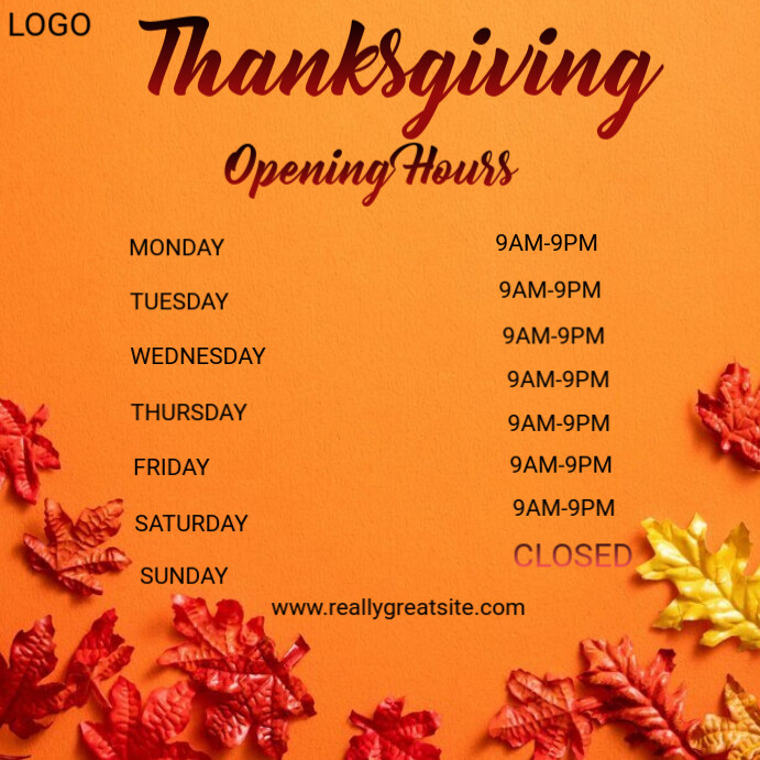 Copy of Orange List-based Thanksgiving Opening Hours Instagram Post ...