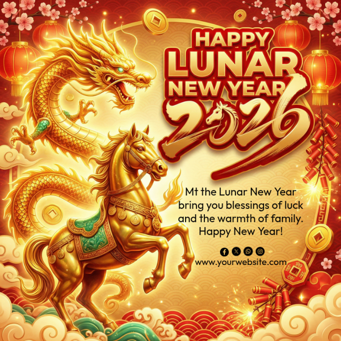 Orange Lunar New Year Celebration Instagram Post Template | PosterMyWall