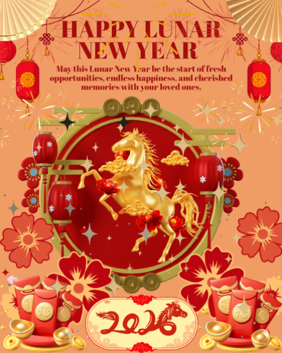 Orange Lunar New Year Celebration Instagram Portrait Template ...