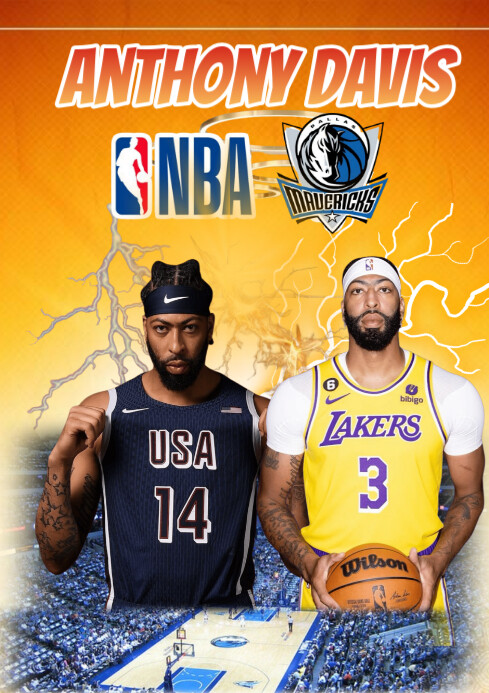 Copy of Orange Maksimalis Anthony Davis Dallas Maverick Nba A4 ...