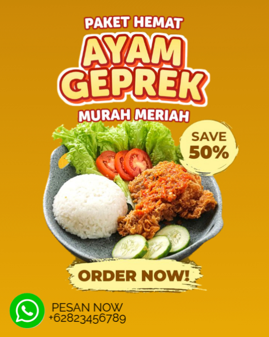 Orange Maksimalis Ayam Gprek Instagram Portrait Template | PosterMyWall