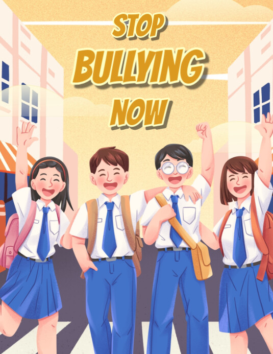 Orange Maksimalis Stop Bullying Now Social Media Poster Pamflet Pamflet ...