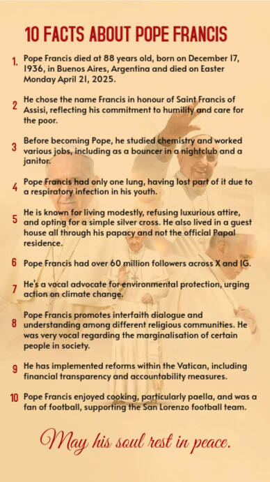 Copy of Orange Maximalist 10 Facts About Pope Francis Instagram Story ...
