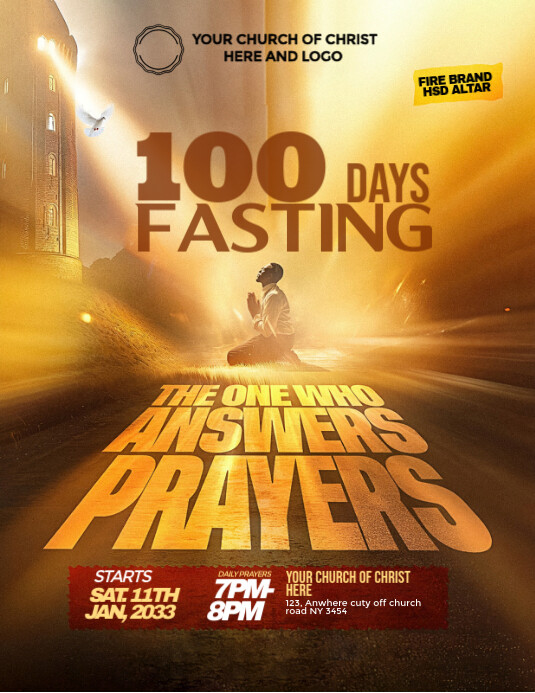 Copy of Orange Maximalist 100 Days Fasting And Prayers Flyer (us Letter ...