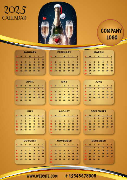Orange Maximalist 2025 Calendar Design A3 Template | PosterMyWall