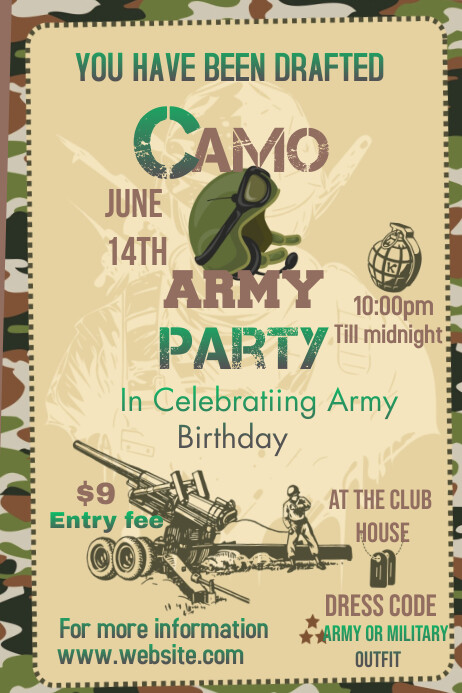 Orange Maximalist Army Day Party Poster Template | PosterMyWall