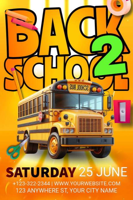 Orange Maximalist Back To School Poster Template | PosterMyWall