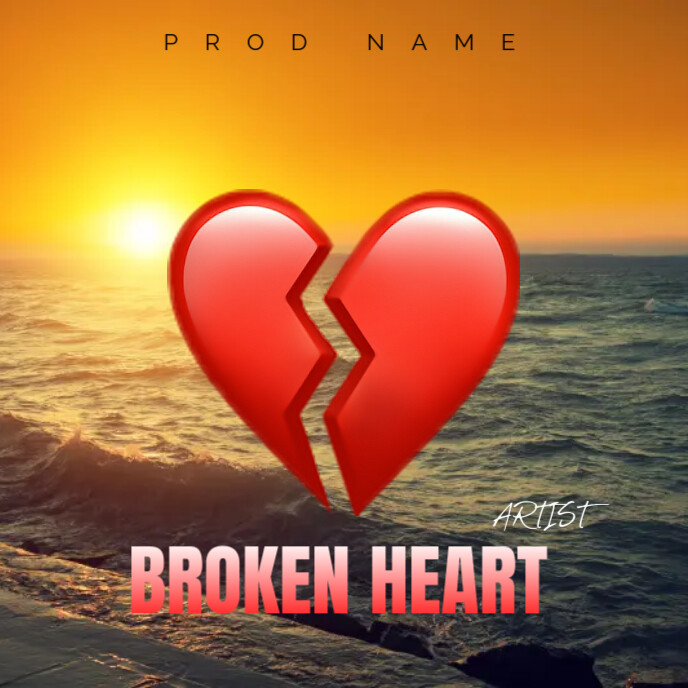 Orange Maximalist Broken Heart Album Cover Template | PosterMyWall