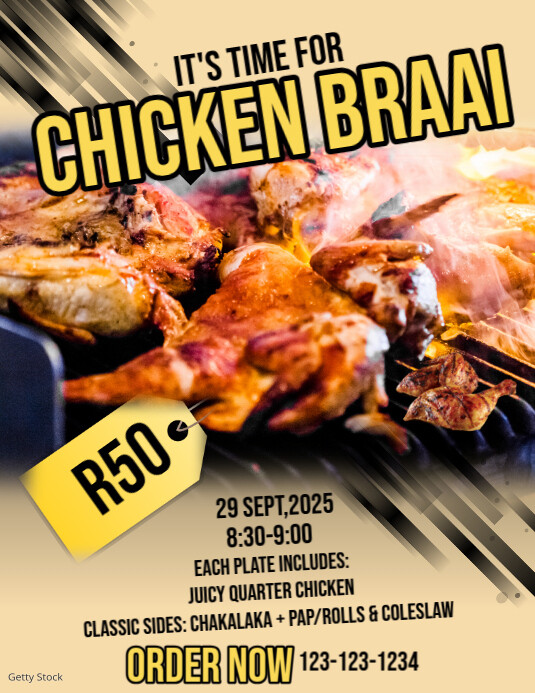 Copy of Orange Maximalist Chicken Braai Flyer (us Letter) | PosterMyWall