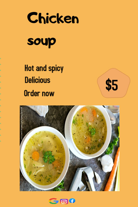 Orange Maximalist Chicken Soup Poster Template | PosterMyWall