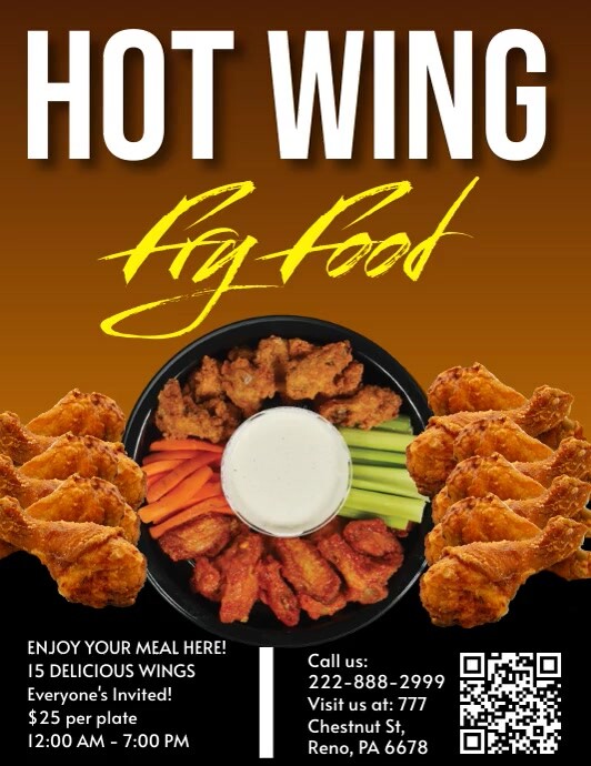 Copy of Orange Maximalist Chicken Wings Flyer Flyer ( | PosterMyWall