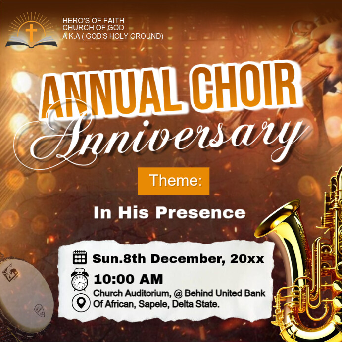 Orange Maximalist Choir Anniversary Flyer/ Choir Concert Instagram Post ...