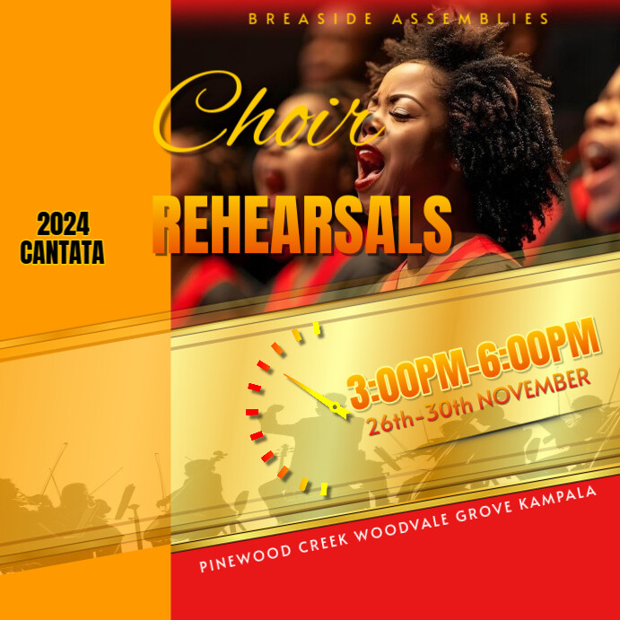 Orange Maximalist Choir Rehearsal Instagram Post Template | PosterMyWall