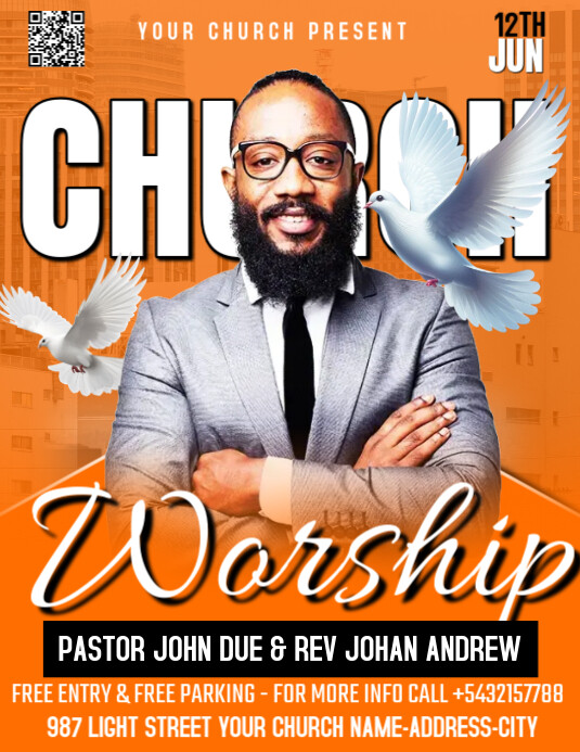 Orange Maximalist Church Flyer (us Letter) Template | PosterMyWall