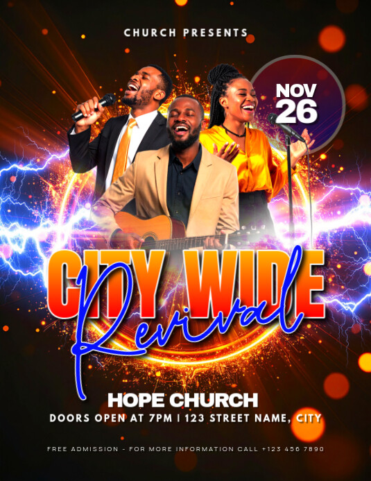 Copy of Orange Maximalist City Wide Revival Church Flyer (us Letter ...